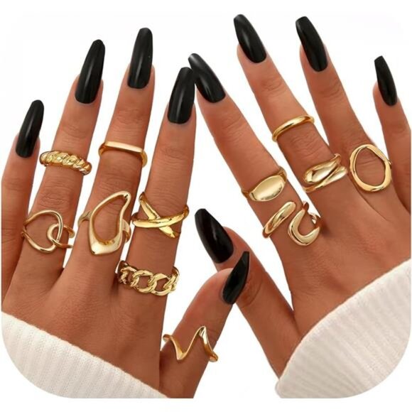 Ring | Jewelry | 2 Pcs Stackable Gold Rings For Women Adjustable Open ...